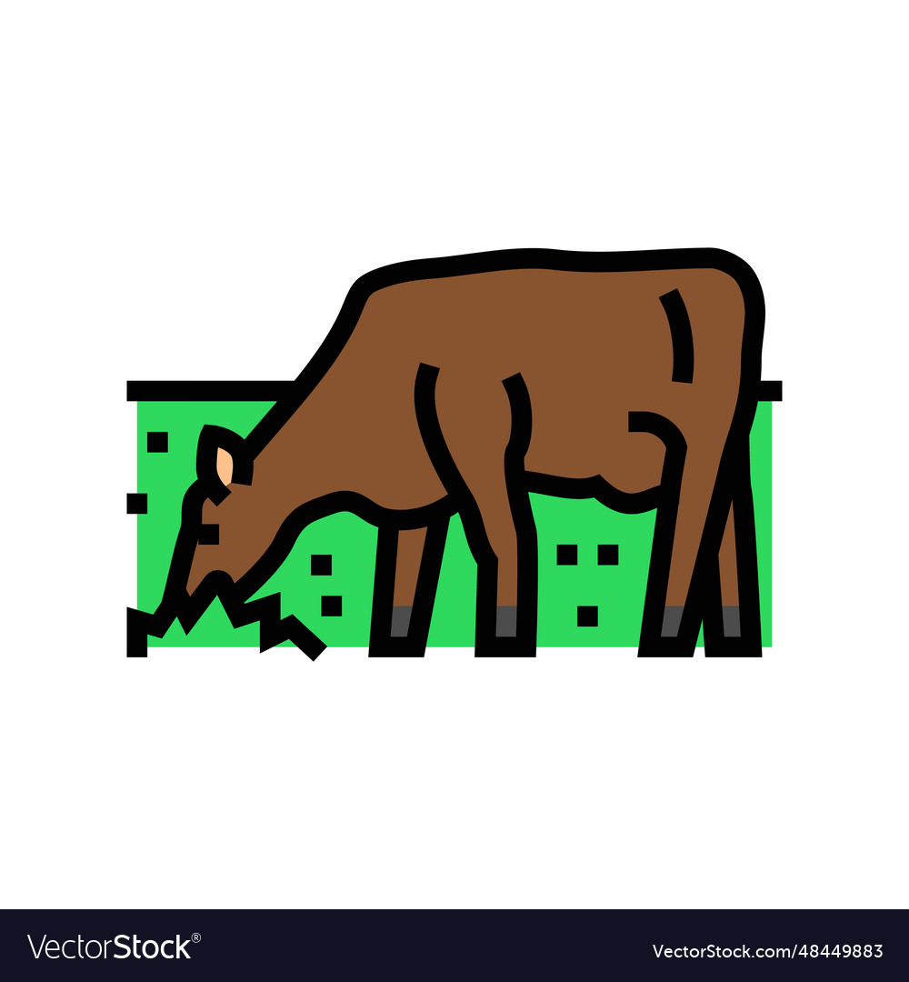 Cow Eating Grass Color Icon Royalty Free Vector Image