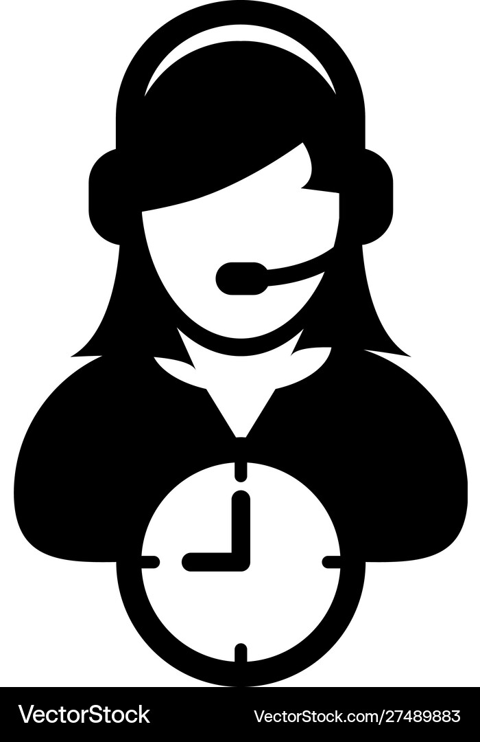 Customer service icon clock symbol and female Vector Image