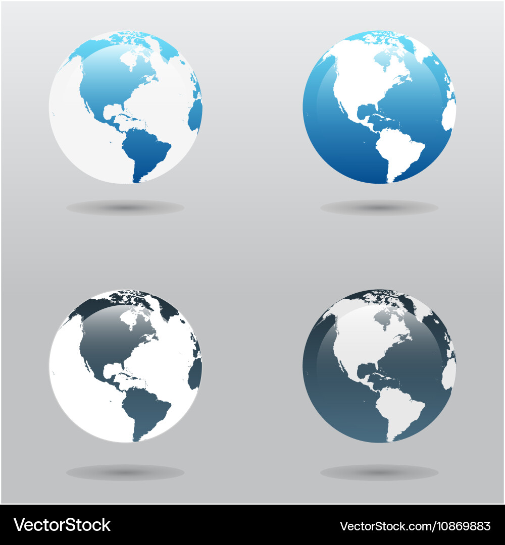 Earth icons set in different colors Royalty Free Vector