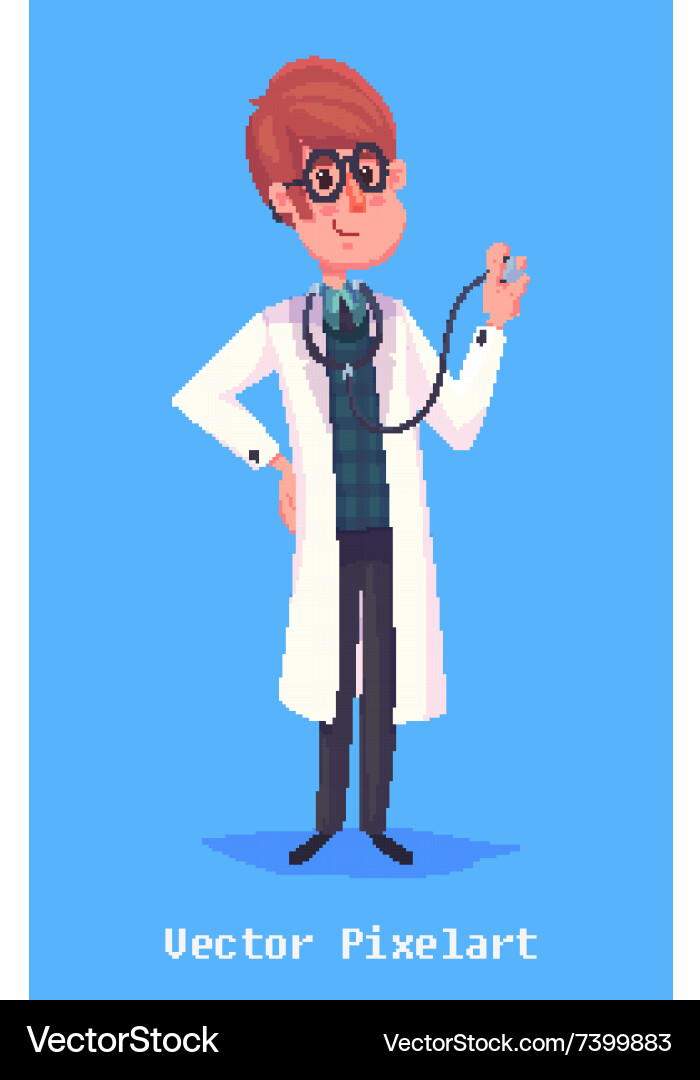 Funny doctor character isolated on violet Vector Image