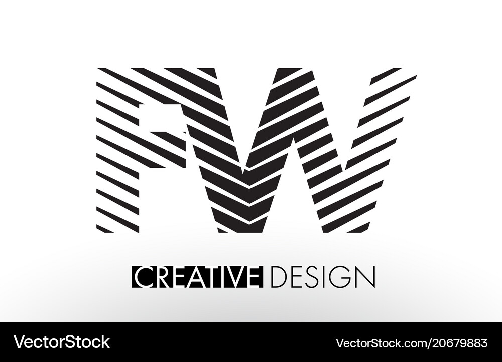 Fw f w lines letter design with creative elegant Vector Image