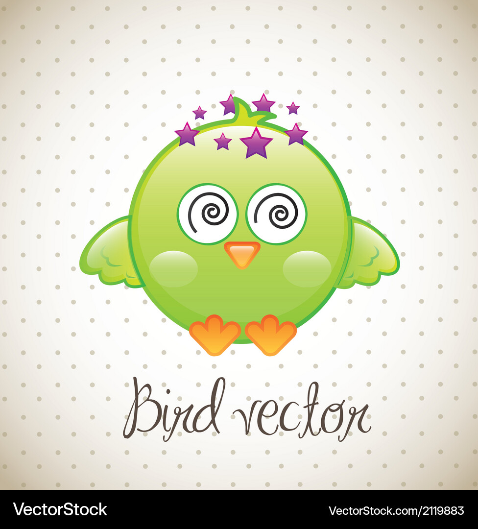 Green bird over vintage background Royalty Free Vector Image