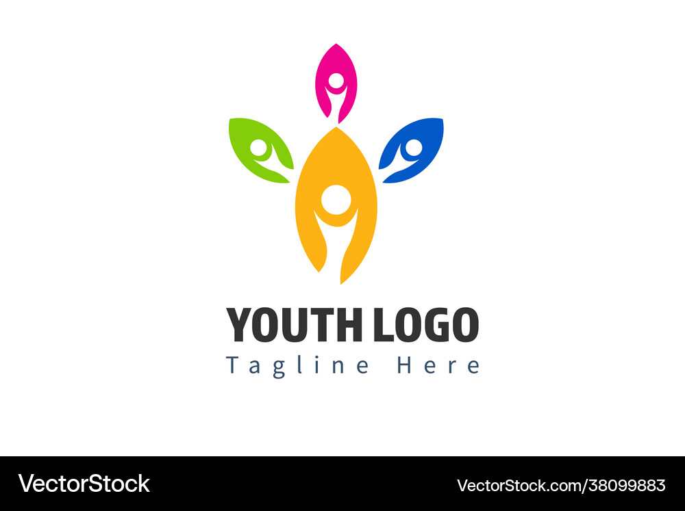 Leaf people colorful logo for education Royalty Free Vector