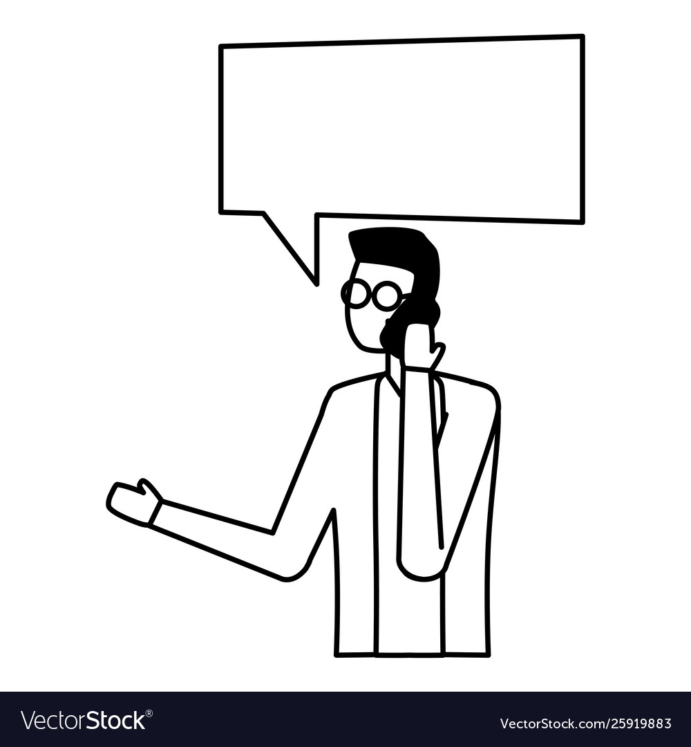 Man using smartphone device talk bubble Royalty Free Vector