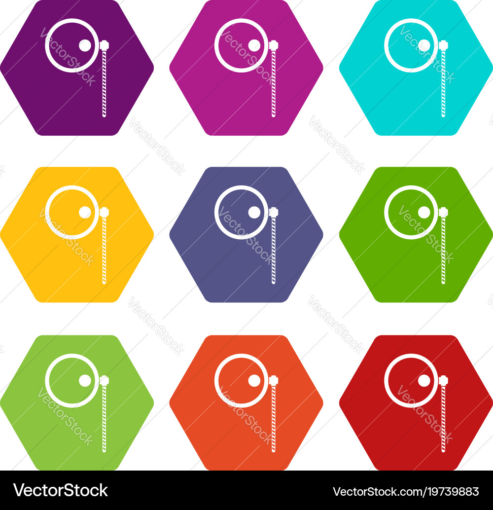 Monocle icon set color hexahedron Royalty Free Vector Image