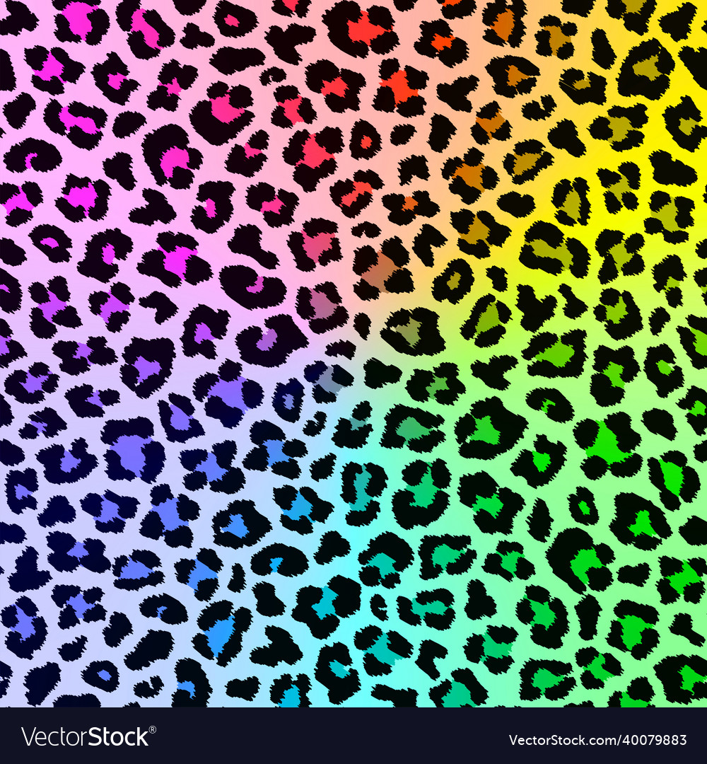 Multicolor leopard pattern with radial rainbow Vector Image