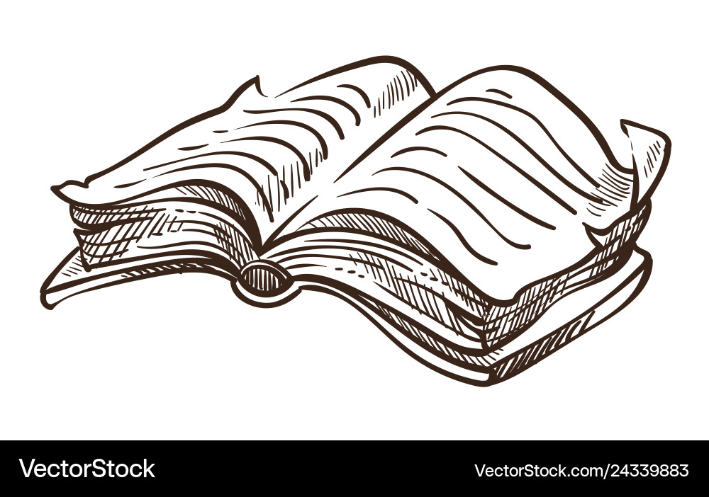 Open book with information on pages monochrome Vector Image