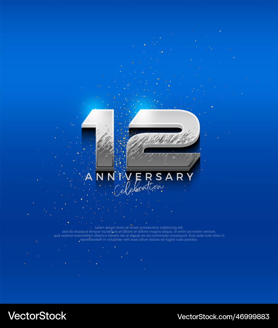 Silver metallic design number 12th anniversary Vector Image