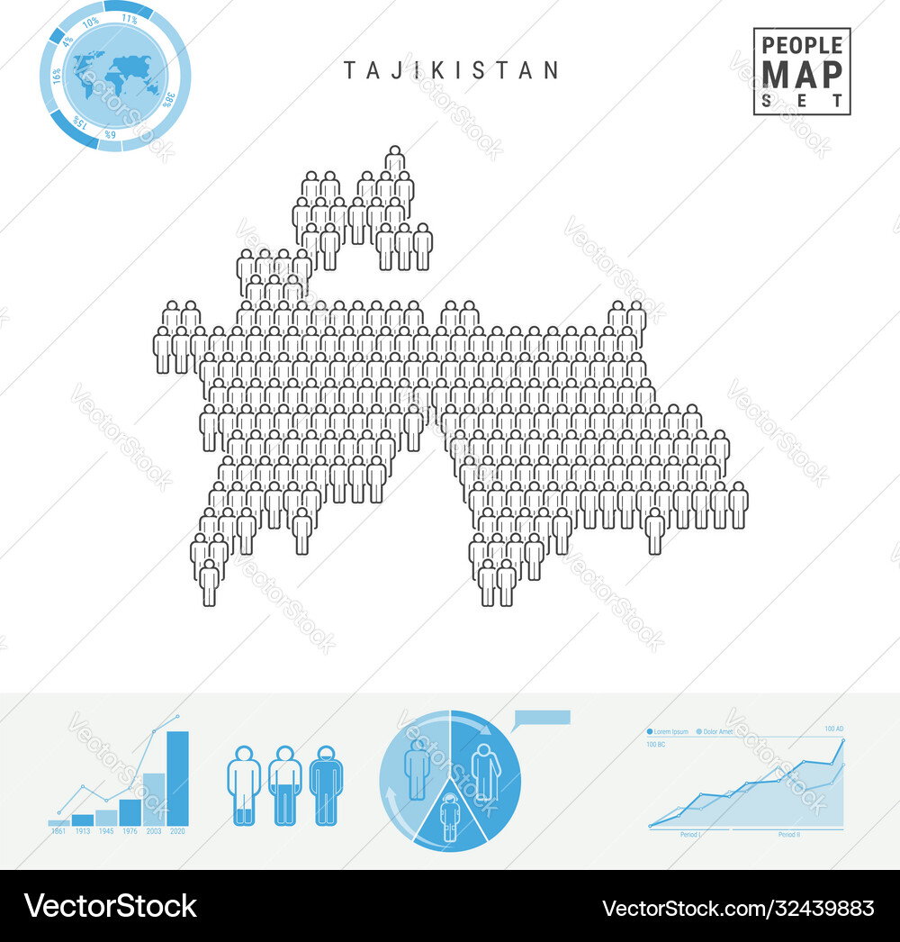 Tajikistan people icon map stylized silhouette Vector Image