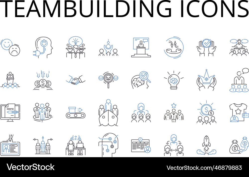 Teambuilding icons line collection Royalty Free Vector Image
