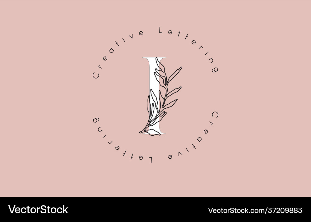 White letter i logo with circle lettering design Vector Image