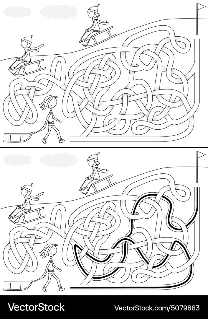 Winter maze Royalty Free Vector Image - VectorStock