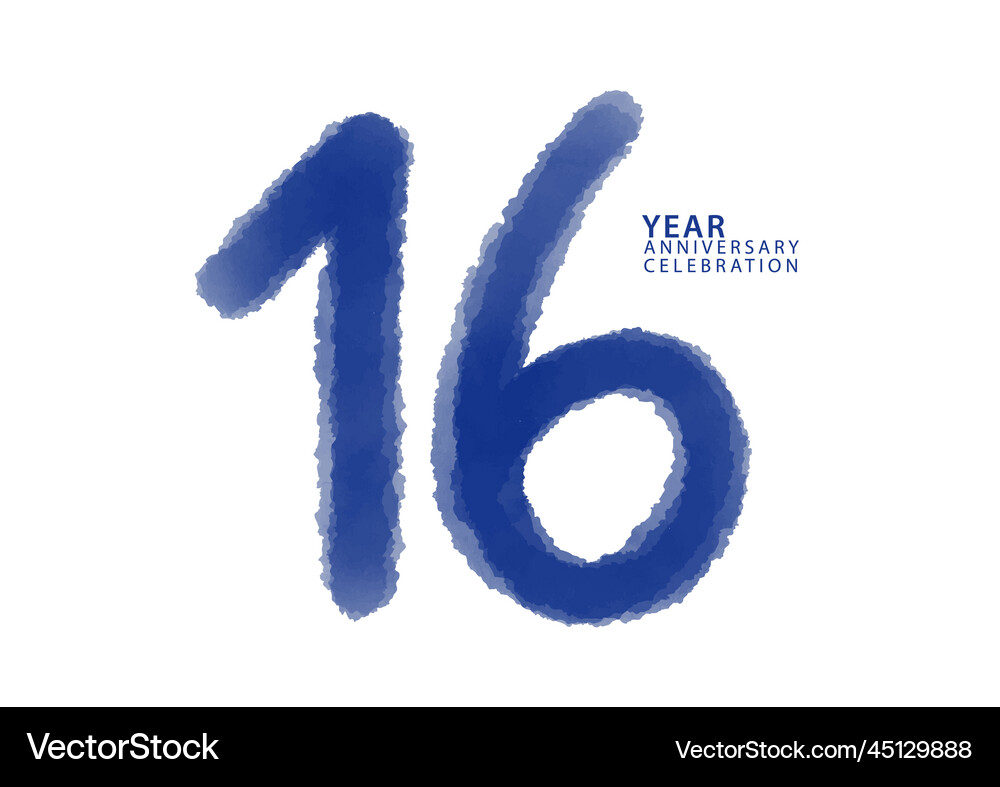 16 year anniversary celebration blue color Vector Image