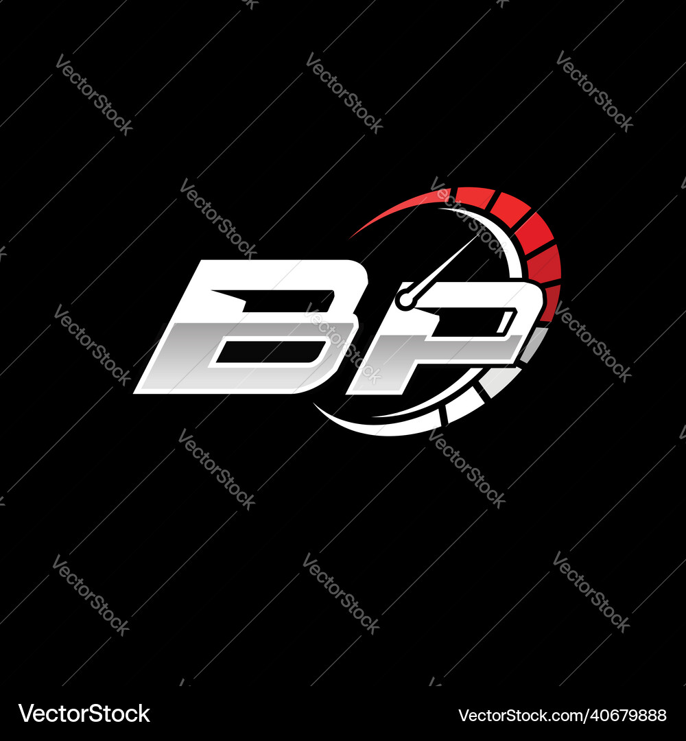Bp logo letter speed meter racing style Royalty Free Vector