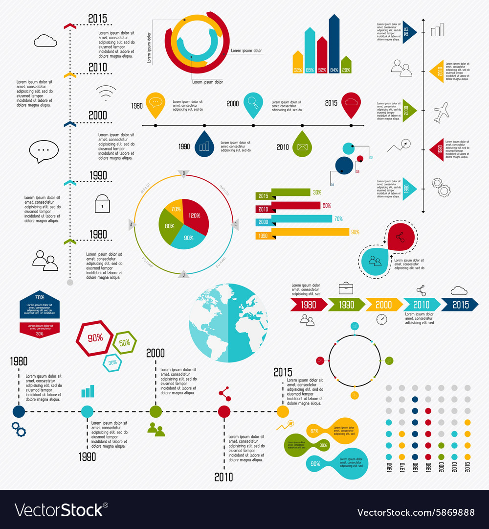 Business data market elements dot bar pie charts Vector Image Business data market elements dot bar pie charts Vector Image