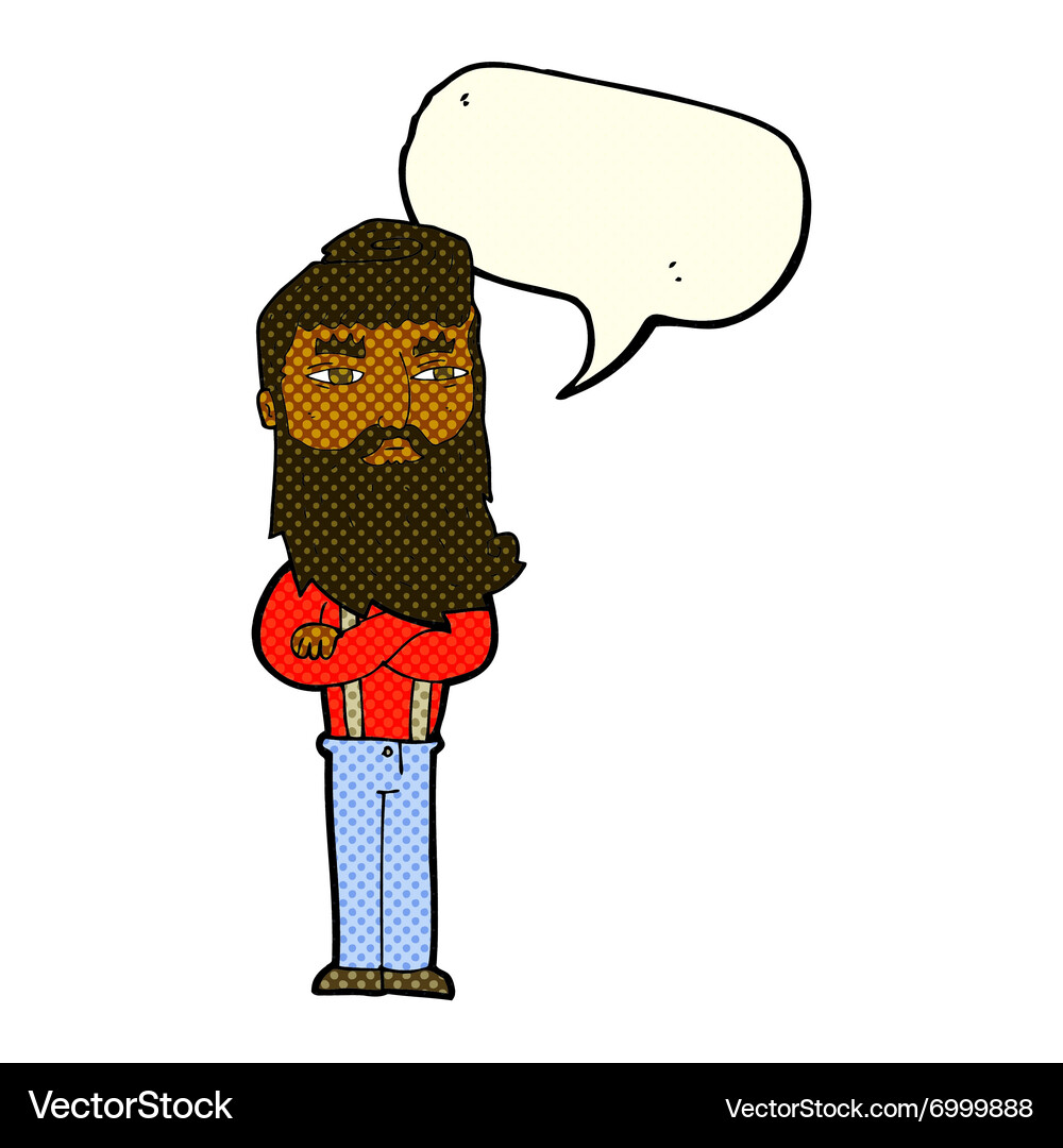 Cartoon serious man with beard with speech bubble Vector Image