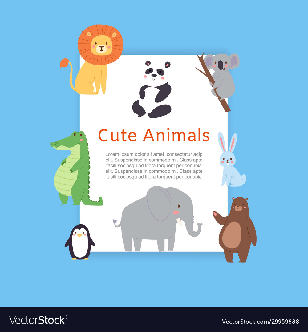 Cute safari and jungle animals lion panda bear Vector Image