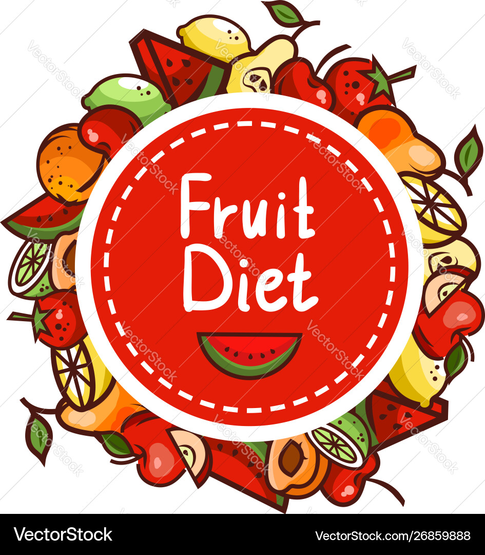 Healthy food fruit diet emblem Royalty Free Vector Image
