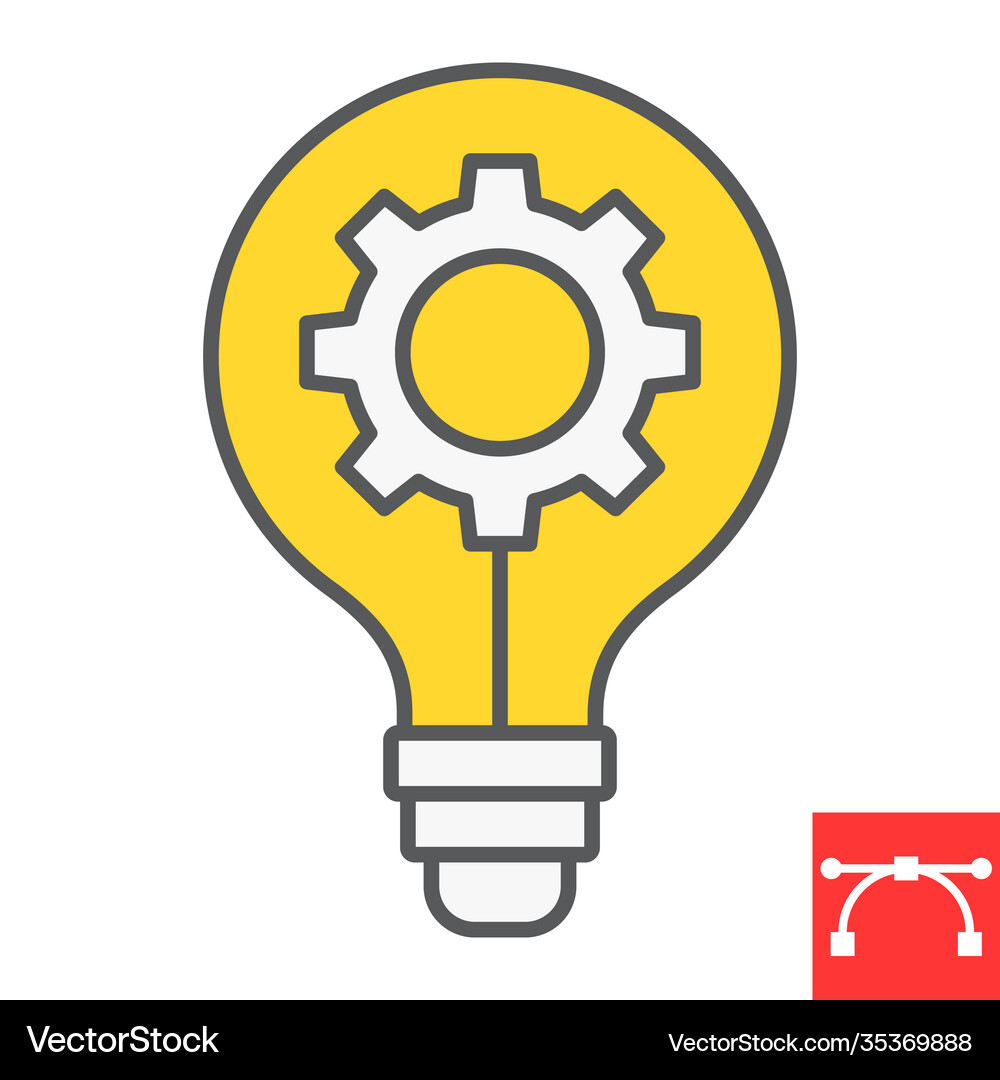 Idea generation color line icon creative and gear Vector Image