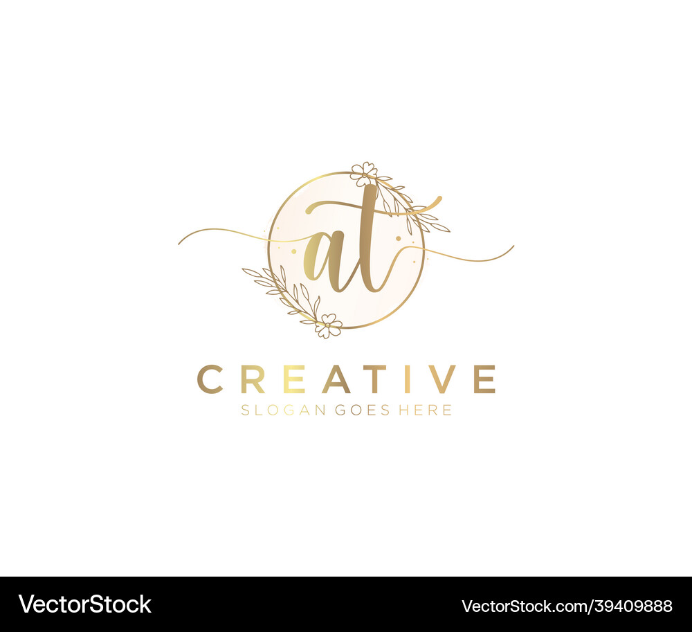 Initial at feminine logo beauty monogram Vector Image