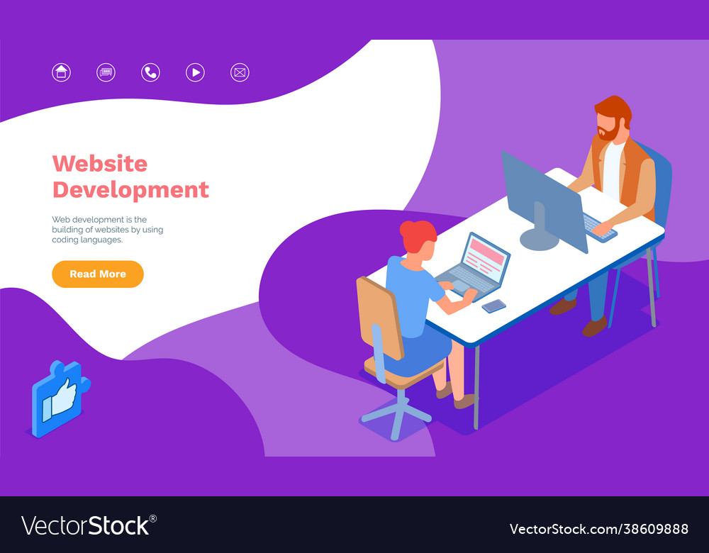 Office employees at workplace are programming Vector Image