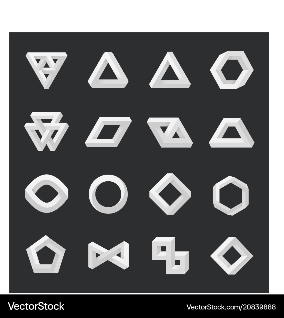 Set of impossible shapes optical isolated Vector Image