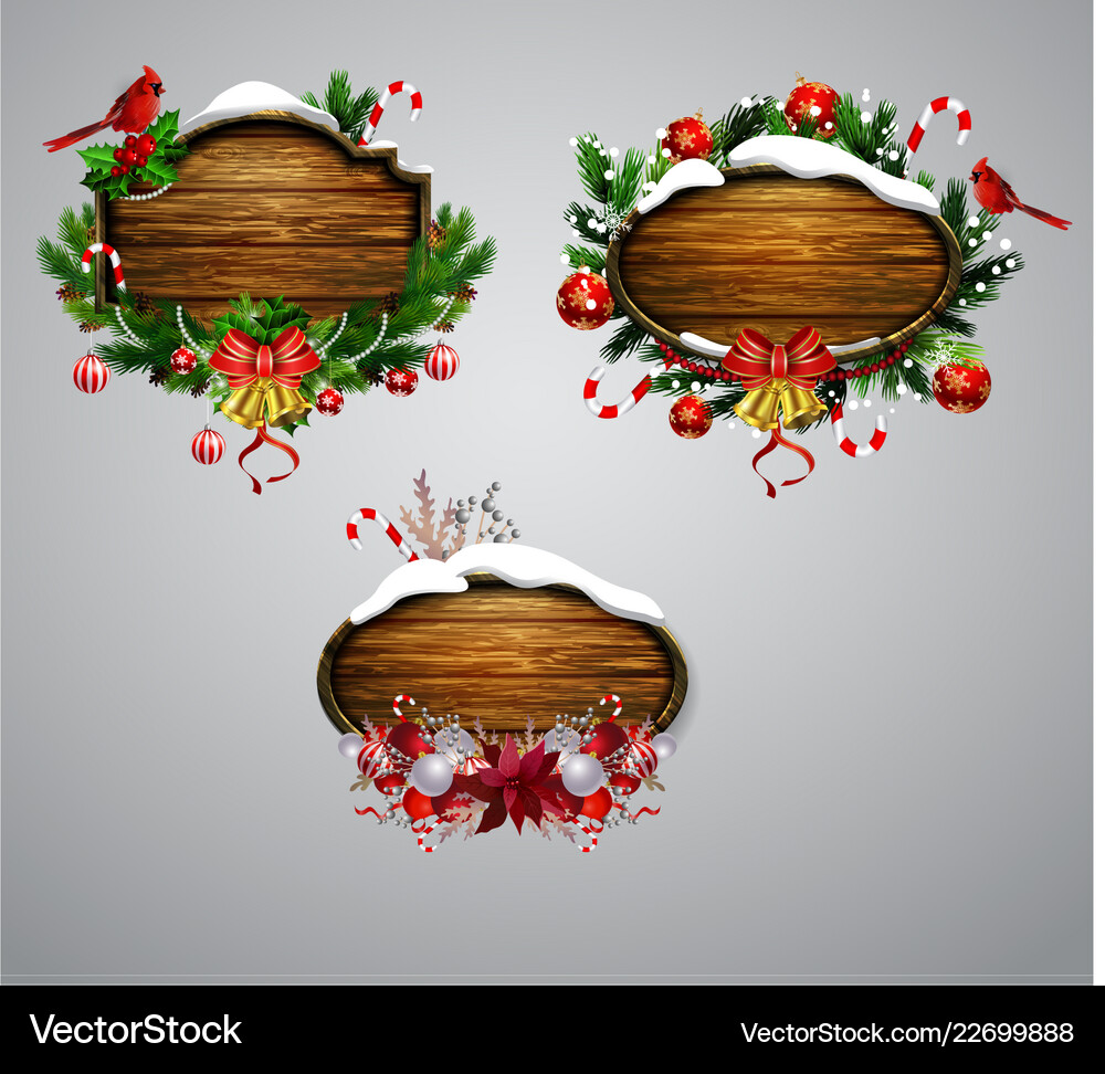 Wooden christmas board Royalty Free Vector Image