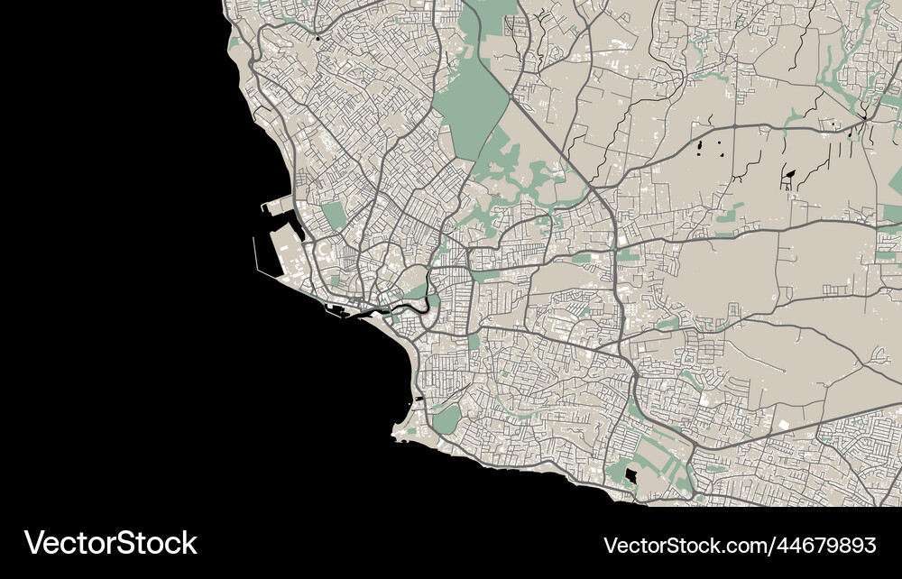 Bridgetown city map barbados Royalty Free Vector Image