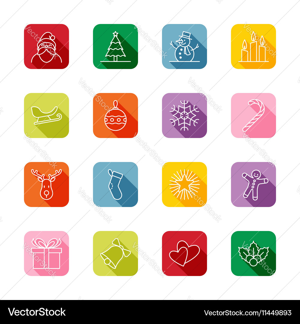Christmas and new year icon set Royalty Free Vector Image