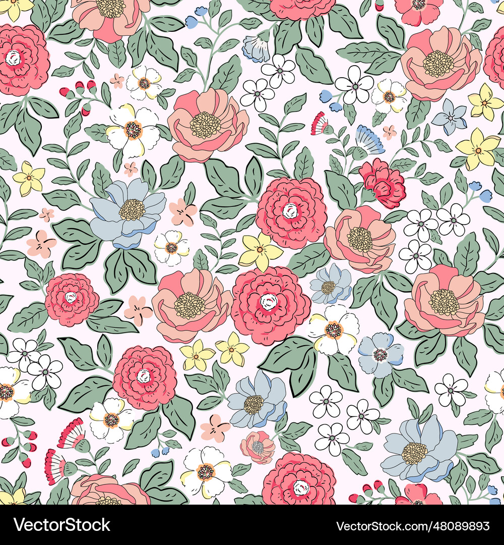 Elegant liberty style hand drawn small flower Vector Image