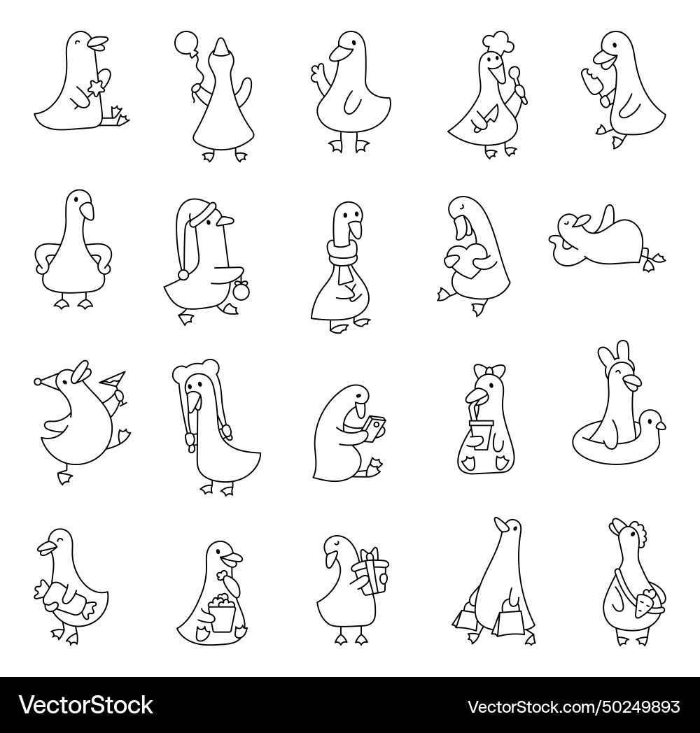 Funny farm duck coloring page Royalty Free Vector Image