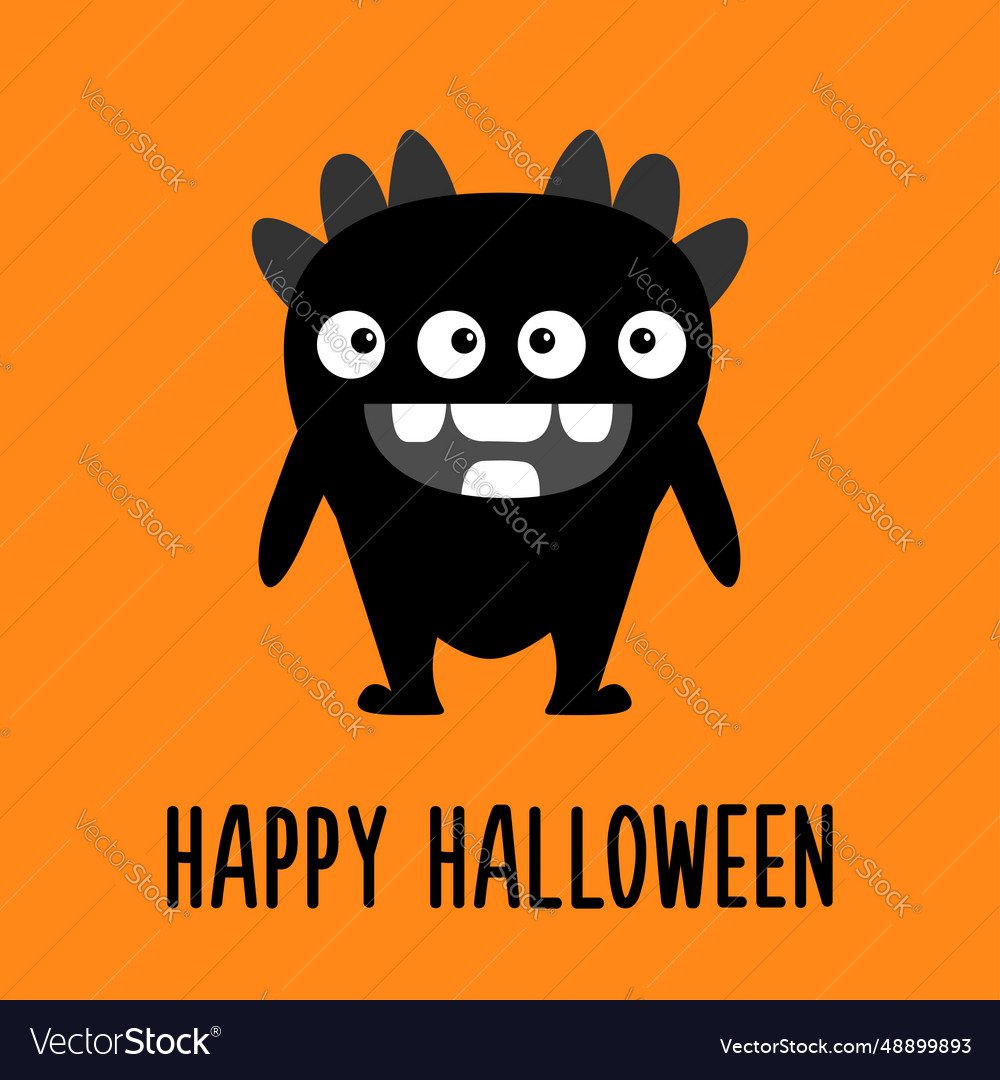 Happy halloween cute monster head face with tooth Vector Image