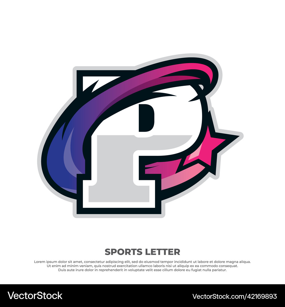 Initial p letter sport design concept with swosh Vector Image