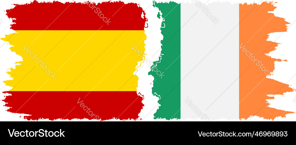 Ireland and spain grunge flags connection Vector Image