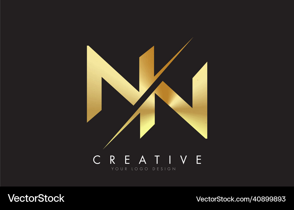 Nn n golden letter logo design with a creative Vector Image