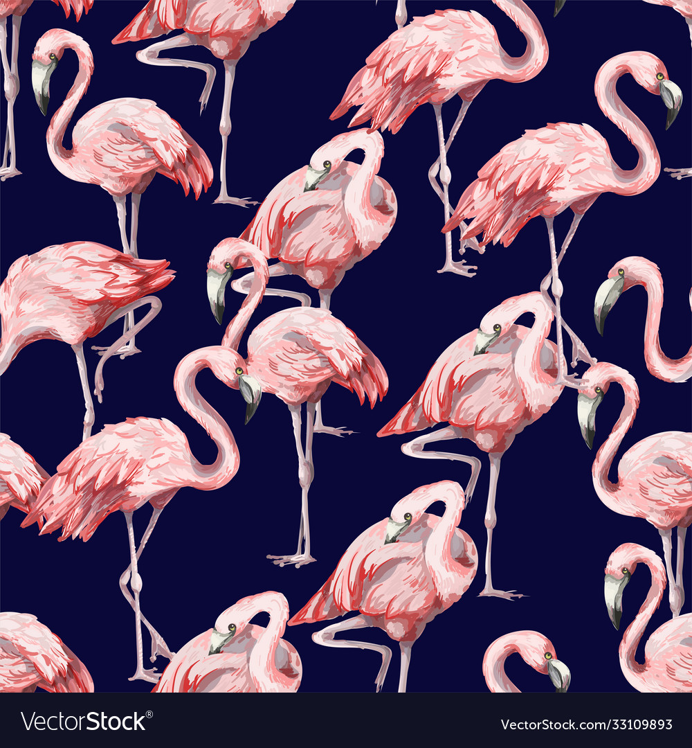 Seamless pattern with pink flamingo Royalty Free Vector