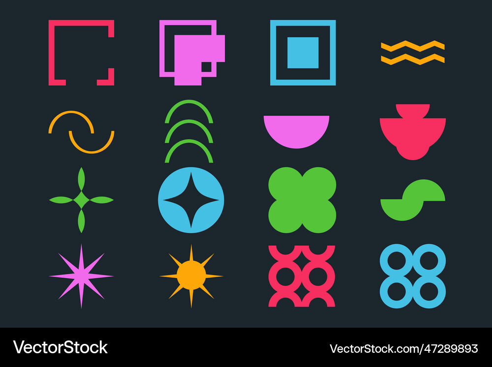 Set bright geometric shapes contemporary modern Vector Image