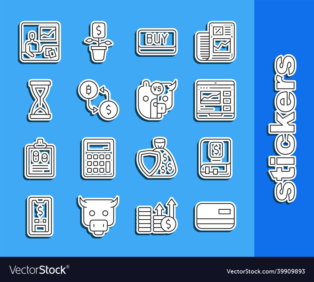 Set line credit card financial book trading Vector Image Set line credit card financial book trading Vector Image