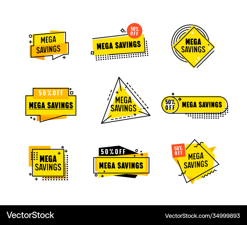 Set mega savings banners with abstract Royalty Free Vector