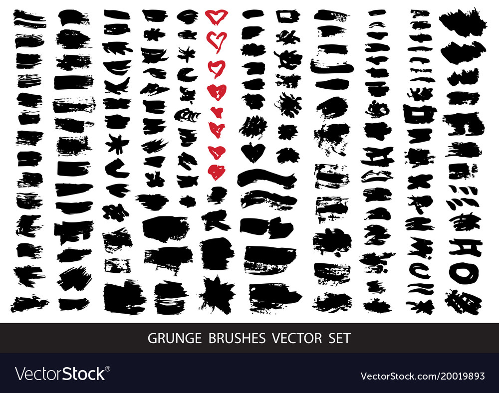 Set of black paint ink brush strokes brushes Vector Image