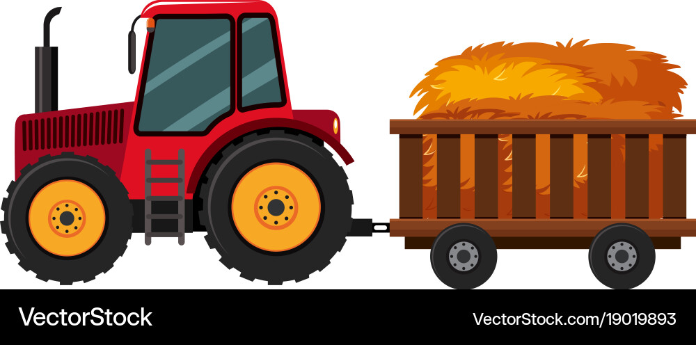 Tractor with hay in the cart Royalty Free Vector Image