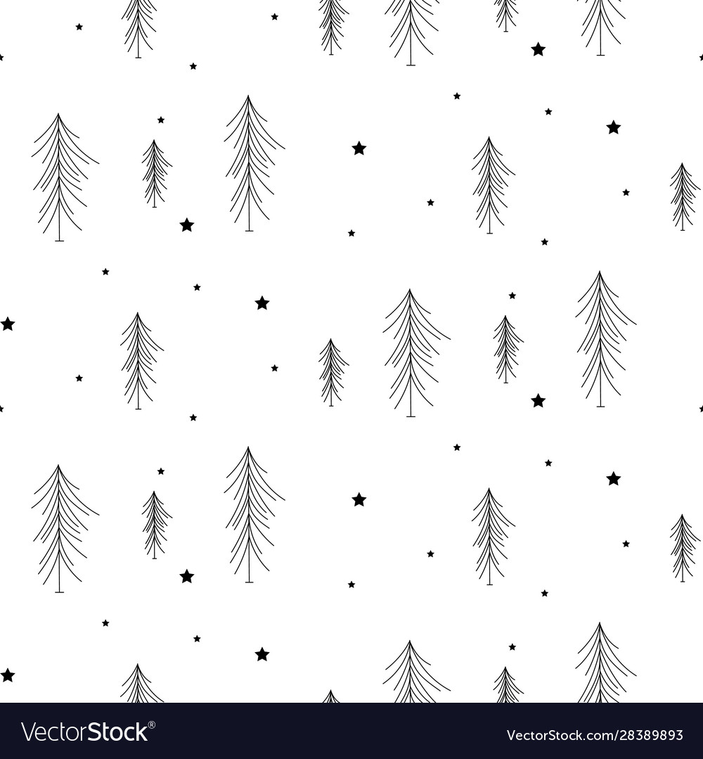 Winter forest seamless pattern monochrome Vector Image