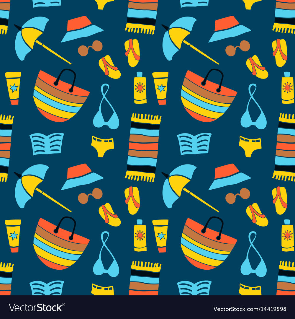 Beach seamless pattern Royalty Free Vector Image