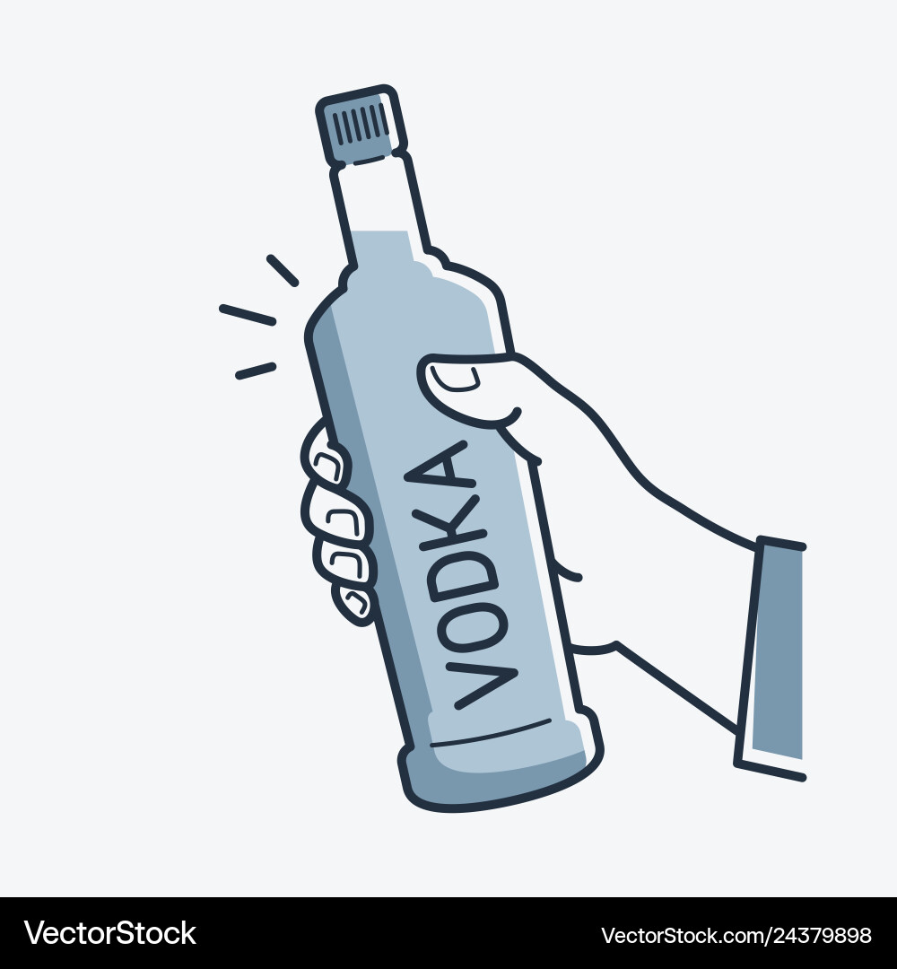 Hand hold vodka bottle male holding Royalty Free Vector