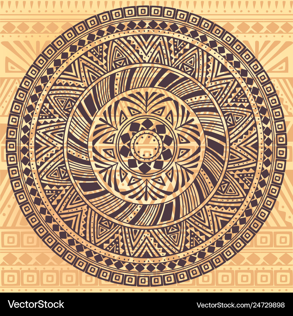 Round pattern with ethnic elements Royalty Free Vector Image