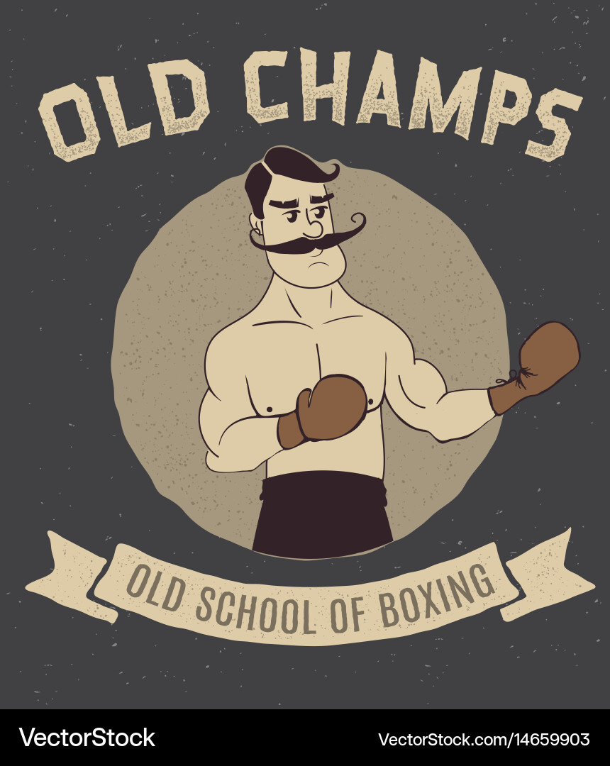 Boxing vintage logo with boxer Royalty Free Vector Image
