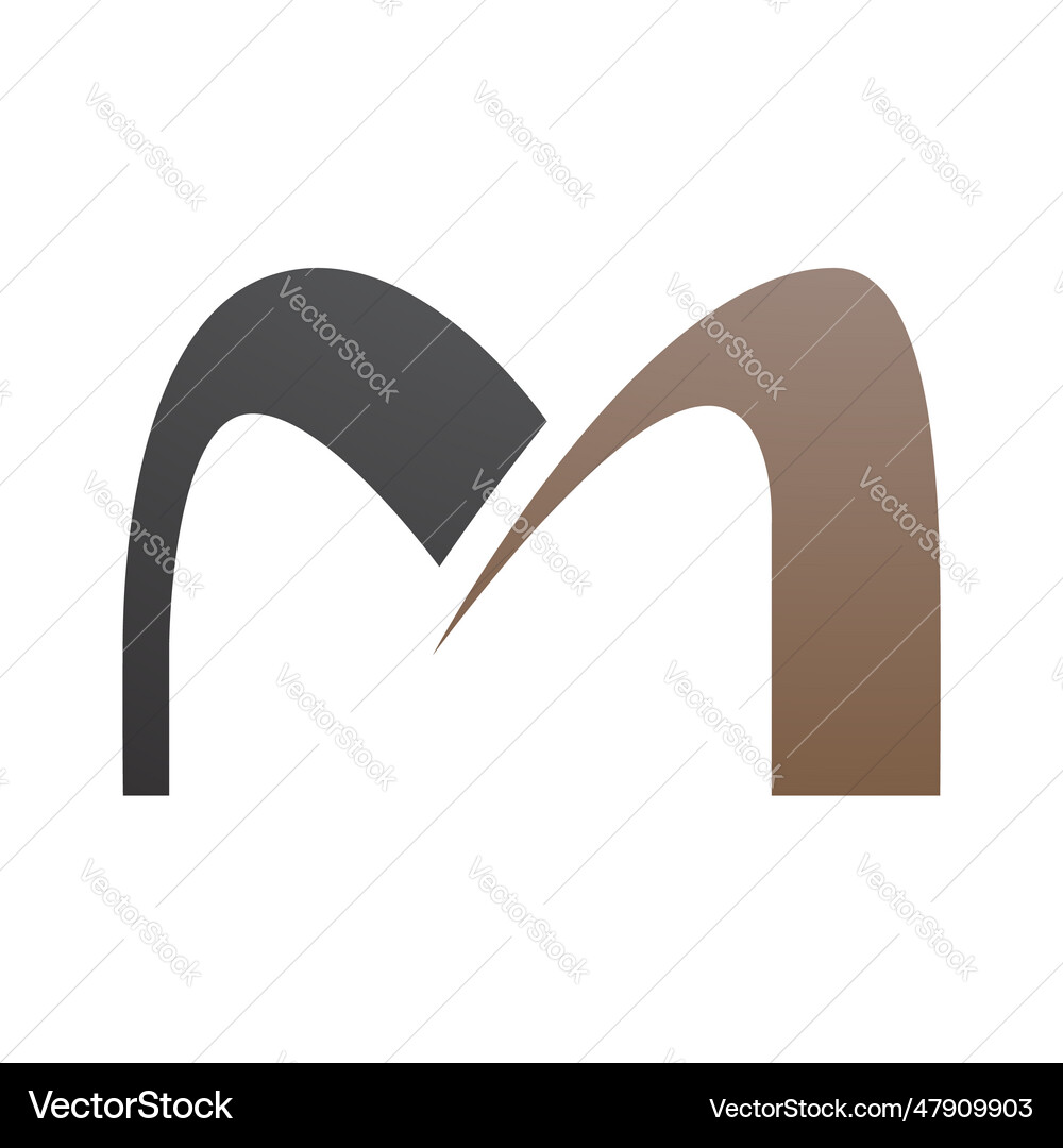Brown and black arch shaped letter m icon Vector Image