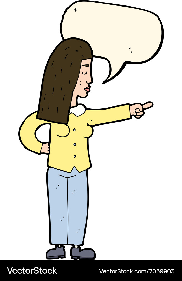 Cartoon woman pointing with speech bubble Vector Image