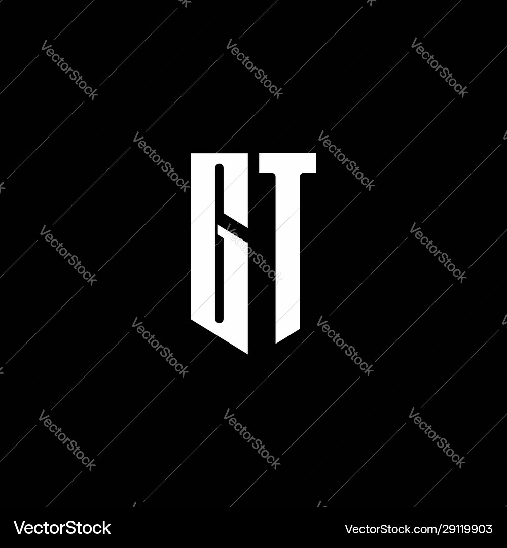 Gt logo monogram with emblem style isolated Vector Image
