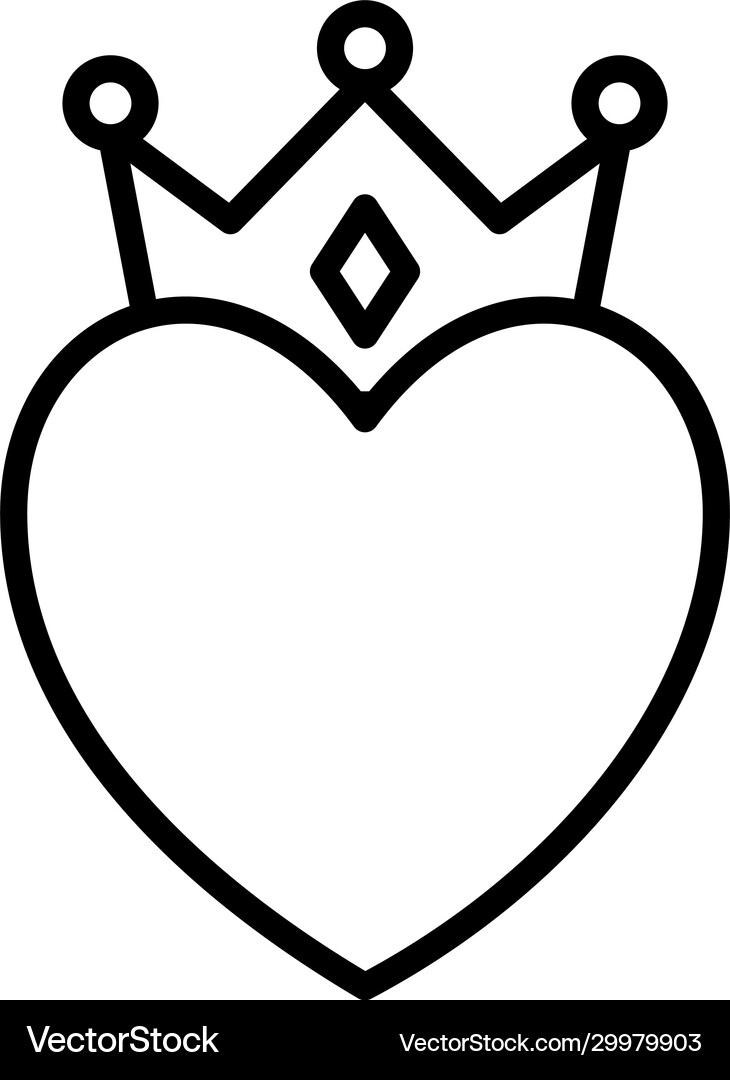 Heart with crown line style icon design Royalty Free Vector